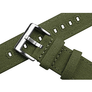 BARTON WATCH BANDS Quick Release Canvas Watch Band Straps, Army Green, 22mm