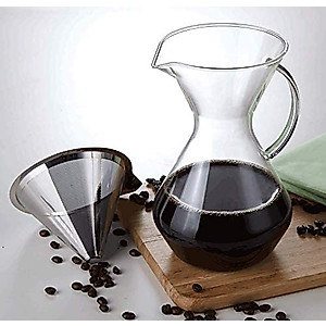Modern-Depo Glass Coffee Maker Pour Over 34 Ounce/ 1000ml with Coffee Dripper Filter and Handle