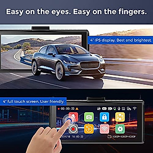 AZDOME M560-3CH Dash Cam 3 Channel, Built in WiFi GPS, 128GB eMMC Storage, 4” IPS Touch Screen, Front Cabin Rear 1080P Dash Camera for Cars, 1440P+1080P Dual, IR Night Vision, Capacitor, Parking Mode