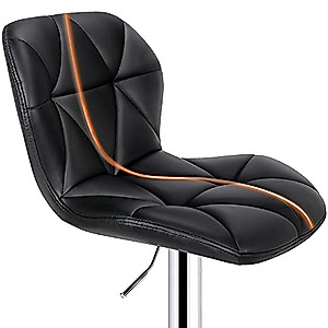 Yaheetech Bar Stools Set of 4 Adjustable PU Leather 360°Swivel Count Bar Chair with Backresr Home Kitchen Counter Stools for Kitchen Counter, Black