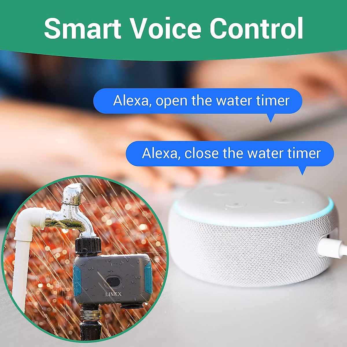 LINEX WiFi Smart Water Timer for Garden Hose, Sprinkler Irrigation Timer with Hub, Compatible with Alexa and Google Assistant
