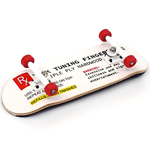 Teak Tuning 32mm Pro Fingerboard Heat Transfer Graphic Complete - Fully Assembled with Pro Level Parts - Pro Shaped Wood Deck (34x97mm), UltraSpin Wheels, Prodigy Trucks - Teak Prescription