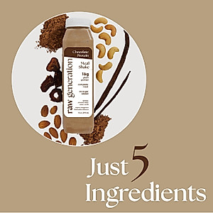 Raw Generation 18-Pack Meal Replacement Shakes - Organic Plant Based Protein Drinks/No Added Sugar/High-Protein, Gluten-Free, Vegan, Non-GMO/Essential Vitamins & Minerals/Just 5 Ingredients