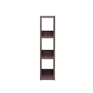 IRIS USA 3-Tier 8" Slim Open Wooden Bookshelf with Adjustable Shelves, Easy Assembly Bookcase Farmhouse Shelf for Small Spaces Bedroom Office Living Room Indoor, Brown