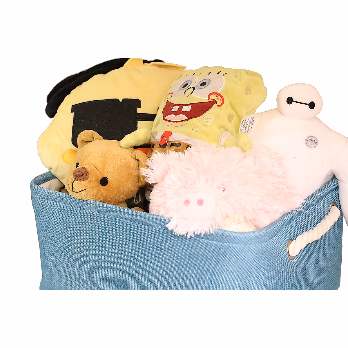 ROLLSNEA Fabric Storage Bins With Handles | Large Collapsible Storage Cubes Organizer Bins Linen Closet Organizer and Storage Basket for Shelves Closet (Dark Blue,16.2L×12.6W×8H - 3Pack)