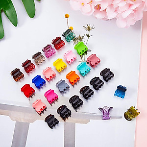 WILLBOND 100 Pieces Mini Hair Claw Clip Plastic Small Colorful Hair Clamps Clips Tiny No-slip Jaw Hair Clip with Box Container for Women Friends Styling Hair Accessories(Mixed Colors)