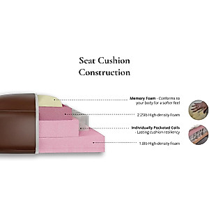 Hydeline Aiden Top Grain Leather Loveseat, Cinnamon Brown, Memory Foam and Springs Seating