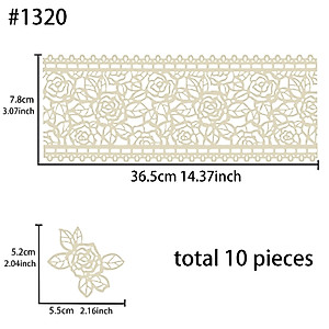 Funshowcase Large Pre-Made Ready to Use Edible Cake Lace Rose Blossom Ivory White 14-inch 10-piece Set