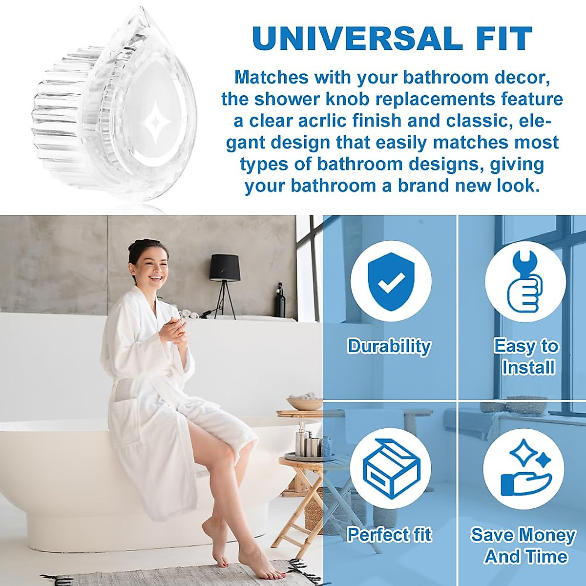 Shower Knob Handle Replacement Compatiable with Moen 100710 Shower Handle,Tub & Shower Knob Durable