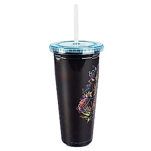 Harry Potter Hogwarts Travel Cup with Straw, 22 oz - Acrylic Tumbler with Gold Hogwarts Crest Design - Gift for Kids and Adults