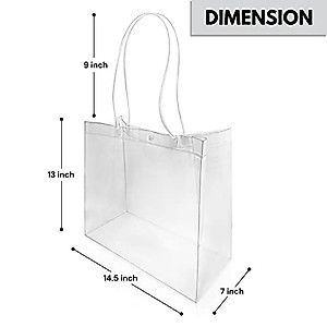 T&V Clear Bags for Women - Transparent PVC Tote Bag - Fashion Purse for Work, Shopping, Travel, Beach Stadium Festival Plastic Handbag with Button Closure - See Through Shoulder Bag for Women, Teens, White
