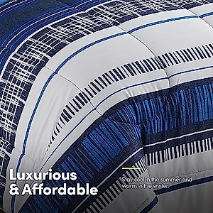 Sweet Home Collection 7 Piece Comforter Set Bag Solid Color All Season Soft Down Alternative Blanket & Luxurious Microfiber Bed Sheets, Mediterranean, King