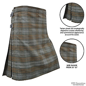 Kilt Emporium Men's Kilt Weathered Black Watch Tartan 5 Yards 16oz Acrylic Wool (Weathered Black Watch, 38)