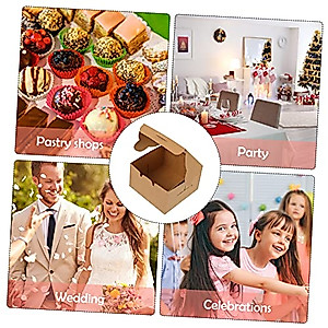 SOLUSTRE 30pcs Packaging Boxes Cake Box Mini Cake Boxes Mini Cake Containers Mini Treat Boxes Christmas Eve Box Packaging Box with Window Cookie Exchange Boxes Kraft Paper Cake Case Biscuit