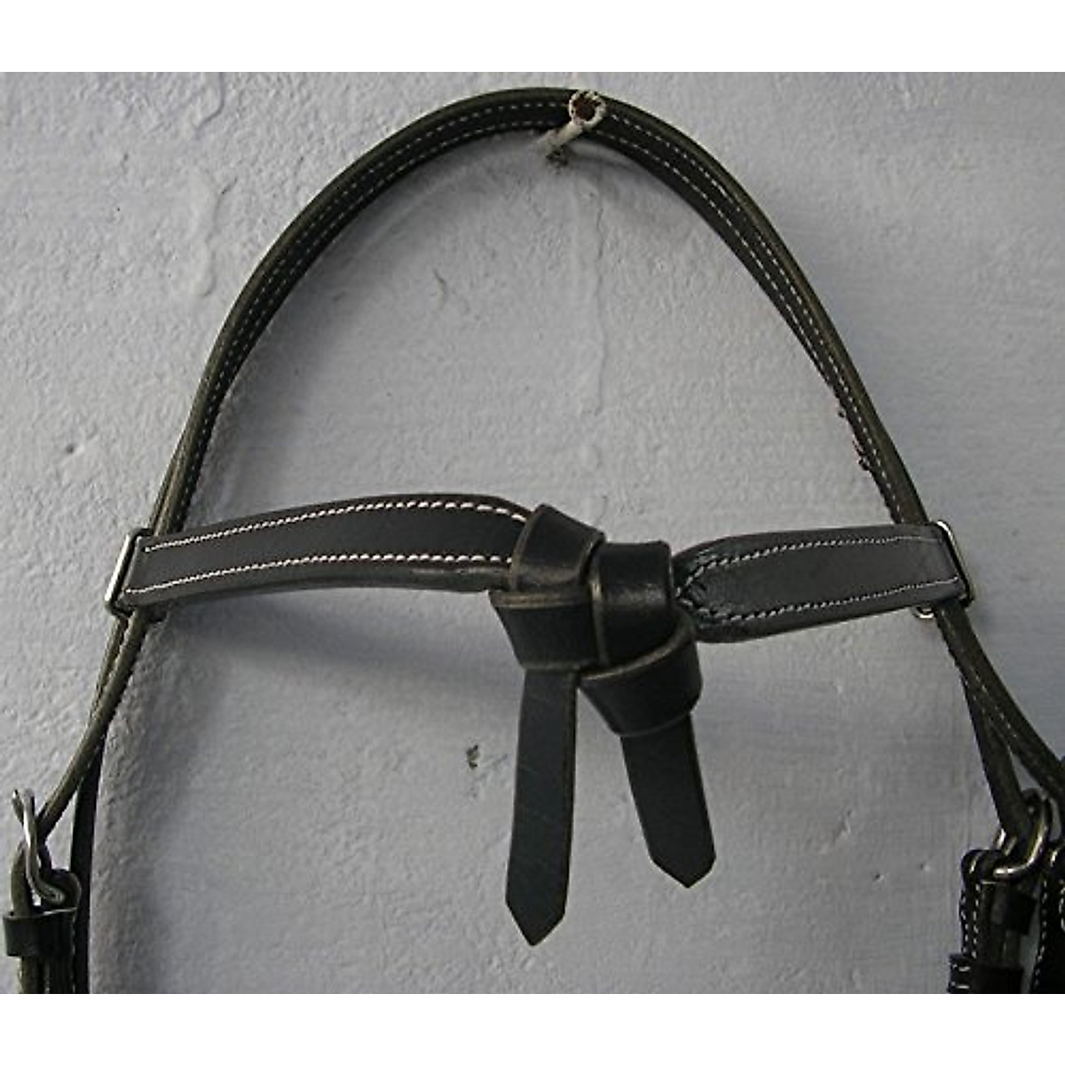GSk Reitsports New Western Primium Genuin Leather Headstall Knotted Brow Band Headstall Black