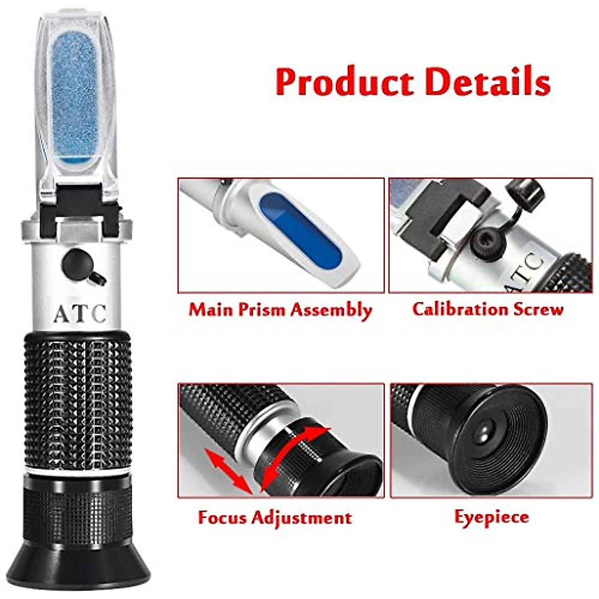 DLH Antifreeze Refractometer Freezing Point RHA-701ATC Car Urea 5 in 1 Tester Ethylene Propylene Glycol Battery Fluid