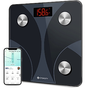 Etekcity Scale for Body Weight, Smart Digital Bathroom Weighing Machine with Body Fat for People, Accurate Bluetooth BMI Measurement, Body Composition Analyzer, 400lb