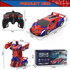 BLUEJAY Transform Rc Cars for Boys 4-7 8-12, 2.4Ghz Remote Control Car 1:18 Scale Transforming Robot, One-Button Deformation 360° Rotation Car Toy Gifts for Boys 3-5