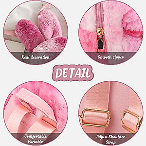 Lanpet Cute Bunny Backpacks for Women Rabbit Ears Backpack Fluffy Shoulder Bag Satchel