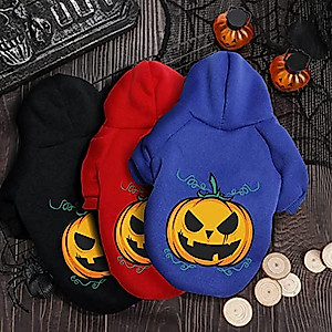 Pack of 3 Dog Halloween Costumes Pumpkin Ghosts Halloween Dog Clothes Puppy Hoodies Skeletons Doggie Winter Clothes Sweatshirt Pet Hooded Coat Cat Jackets Apparel (X-Small)