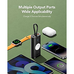 VIYISI Portable Charger for Apple Watch, 10000mAh Power Bank 20W PD Fast Charging Battery Pack for iPhone, Compatible with Apple Watch Series Ultra/8/7/6/Se/5/4/3/2/1/iPhone14/14 Pro Max/13/12 - Black