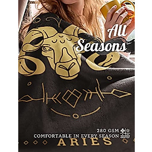 InnoBeta Aries Gifts Zodiac Astrology Sign Bed Flannel Blanket Throws, Birthday for Women Men, Constellation Gifts for Friends, Girlfriend, Wife (50"x 65")