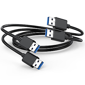 USB Cable 6 FT 2-Pack, USB 3.0 Type-A to A Cable 5Gbps, USB A Male to Male Cable Double End USB Cord Compatible with Hard Drive Enclosures, DVD Player, Laptop Cooler and More