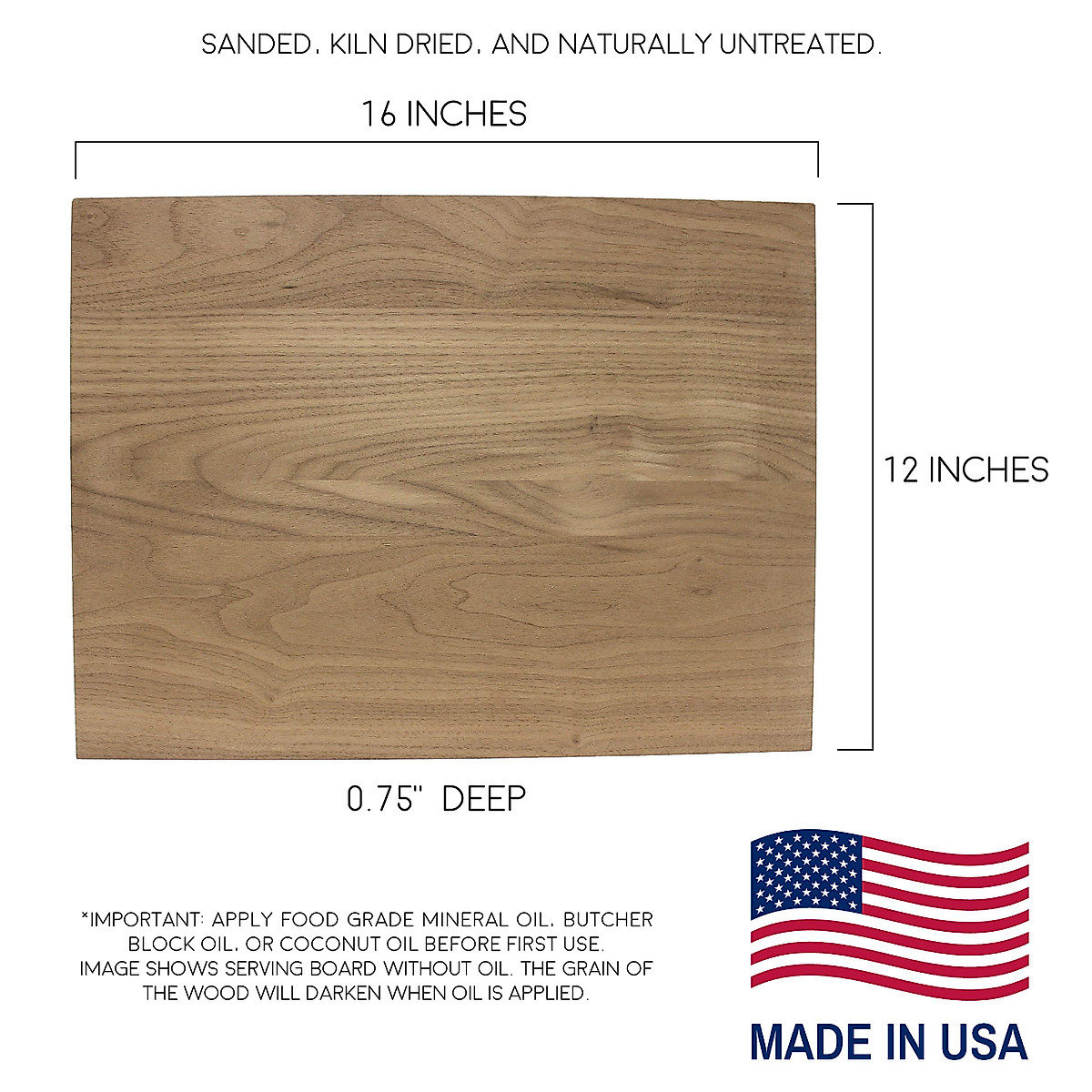 Walnut Hollow Solid Walnut Serving & Charcuterie Board for Entertaining, Weddings, and Gifts (42384)