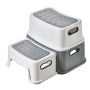 Step Stools for Kids, Toddler Step Stool for Bathroom Sink, 2 Step Stool for Toddlers, 11.8(L) X14.76(W) X9.87(H) Slip Resistant Grey 1 Pack