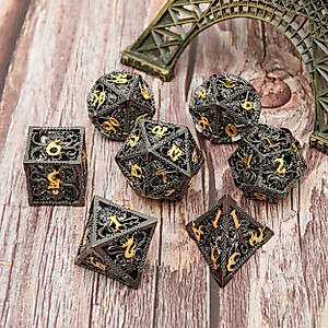 Dungeons and Dragons Dice DND Dice Set D and D dice Set D20 MTG Metal Dice Set Hollow Polyhedral Dice Role Playing Dice with Octopus Motifs for Dungeons and Dragons RPG Table Games