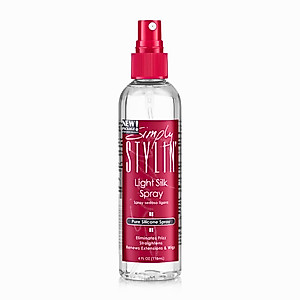 Simply Stylin' Light Silk Hair Spray - Anti-Frizz Silicone Heat Protectant - Hair Detangler for Women and Synthetic Wigs - 4 fl oz