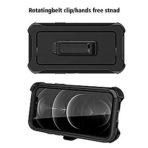 Defense iPhone 12 Case iPhone 12 Pro Case with Two Screen Protector 3 Layer Rugged Heavy Duty Cases for iPhone 12/ iPhone Pro,6.1 inch 2020 (Black)