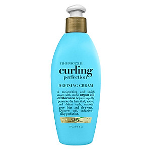 OGX Argan Oil of Morocco Curling Perfection Curl-Defining Cream, Hair-Smoothing Anti-Frizz Cream to Define All Curl Types & Hair Textures, Paraben-Free, Sulfated-Surfactants Free, 6 oz