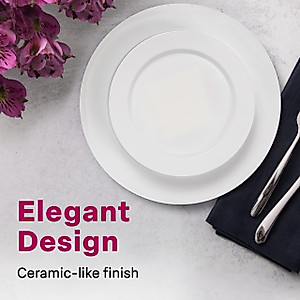 Aya's Cutlery Kingdom White Disposable Plates - Heavy Duty Plastic Plates for Party, Events, and Holidays - 30 Dinner Plates and 30 Salad Plates - Durable Square Plastic Dinnerware Set - Pack of 60