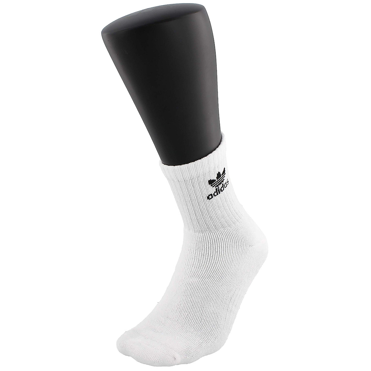 adidas Men's Athletic Moisture Wicking Cushioned Quarter-Cut TREFOIL Logo Socks 6-Pack/ 6-Pair (Shoe Size 6-12) WHITE