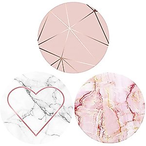 Mount and Stand for Smartphones and Tablets 3 Pack - Marble Rose Gold Geometric Heart Pink