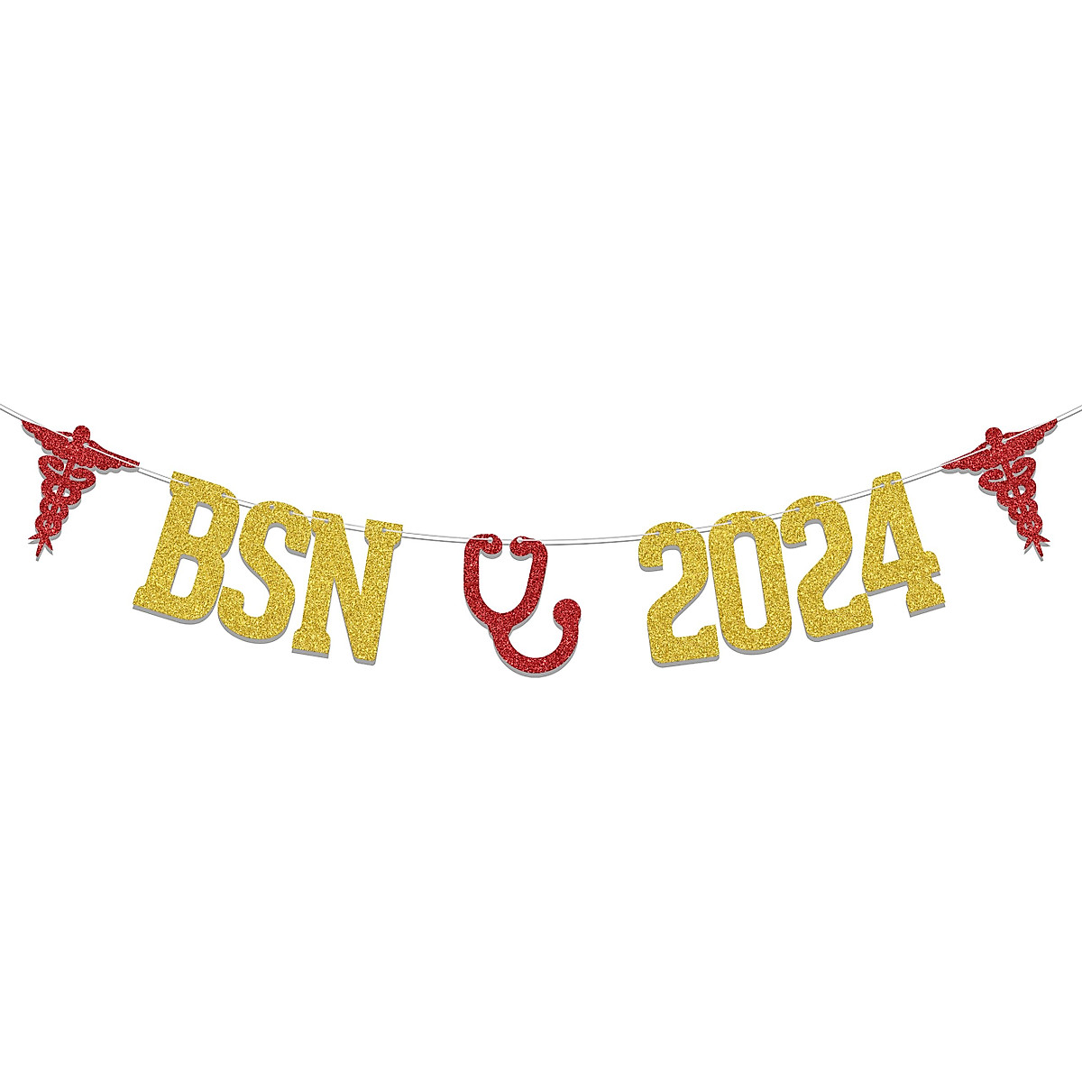 B*N 2024 Banner,Congrats B*N Banner, Class of 2024 Nurse Graduation Party Decor,Congrats Nurse Graduation Sign, Future Nurse Class of 2024 Medical School Graduation Party Supplies Gold Red