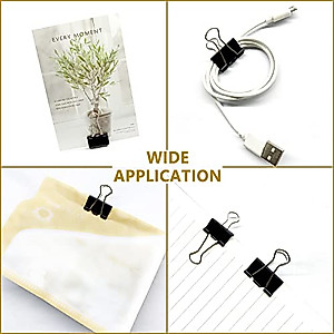 Ykimok 40Pcs Medium Binder Clips, 1.25 inch(32mm), Paper Clamps Medium Size for Office Supplies, Black