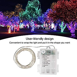 BTSRPU 19.9ft LED Copper Wire String Lights Fairy String Lights Battery Operated String Lights with Remote Control for Wedding Party Home Christmas Decoration(6 Meters-Blue)
