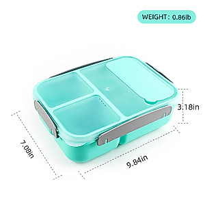 freehour Food Storage Meal Prep Container Box With Lid, 2000ML Large Bento Box For Adults, Leakproof 3 Compartment Bento Lunch Box (Blue)