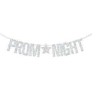 Prom Night Banner, Prom 2025 Decorations, Class of 2025 Graduation Bunting Garland, Congrats Grad Party Decorations Silver Glitter