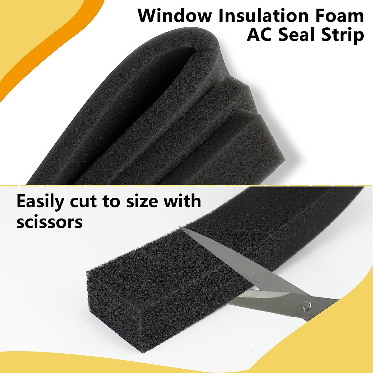 Powrocket Window Air Conditioner Foam Insulated Panels, 17" H x 9" W x 7/8" T Window AC Side Panel Kit with Air Conditioner Foam Insulating Strip,3.2 Ft x 1 Roll