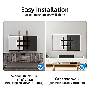 Suptek Tilt TV Wall Mount Bracket for Most 26-55 inch LED, LCD and Plasma TV, Mount with Max 400x400mm VESA and 100lbs Loading Capacity, Fits Studs 16" Apart, Low Profile with Bubble Level (MT4204),