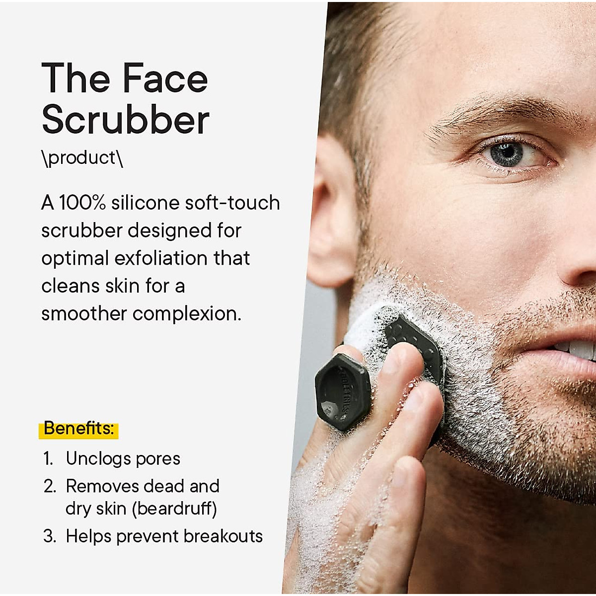 Tooletries - The Ultimate Scrubber Set - Silicone Shower Scrubber for Body with Shower Hook & Face Exfoliator Brush with Holder - Shower Accessories, Removable & Reusable - Charcoal