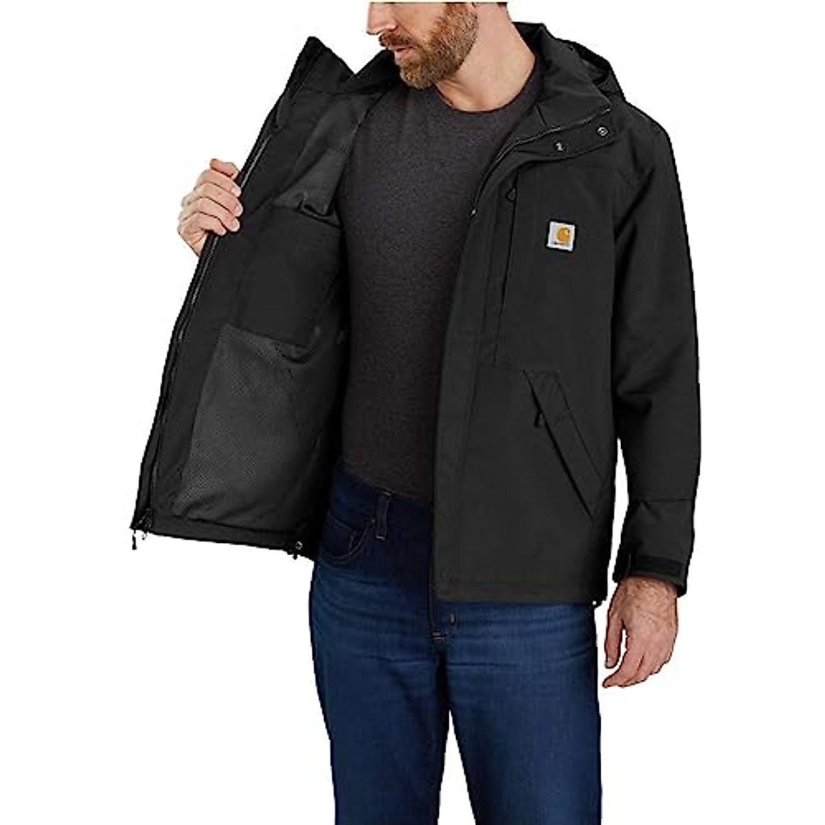 Carhartt mens Storm Defender Loose Fit Heavyweight Jacket Work Utility Outerwear, Black, Large US