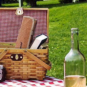 hecef Vintage Style Kitchen Knife Sets,Scratch Resistant Camping Matte Knives with 5 Slots Recycled Oxford Cloth Knife Roll Bag & Covers,Stonewashed High Carbon Stainless Steel Blades & Hollow Handle