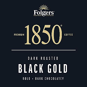 1850 by Folgers Black Gold Dark Roast Coffee, 10 Keurig K-Cup Pods