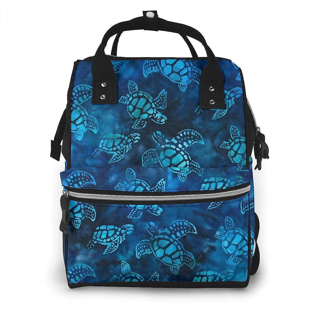 Sea Turtles Batik Diaper Bag Backpack Multi Function Nappy Bag Large Capacity Mommy Backpack Organizer for Baby Care Baby Bag for Mom and Dad