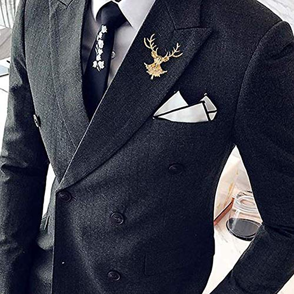 ALIWS Brooch，Button，Pin，Corsage，Boutonniere, Christmas Deer Gold Men and Women Cute Christmas Christmas Party Cheeky Shameless Practical and Popular Lovely