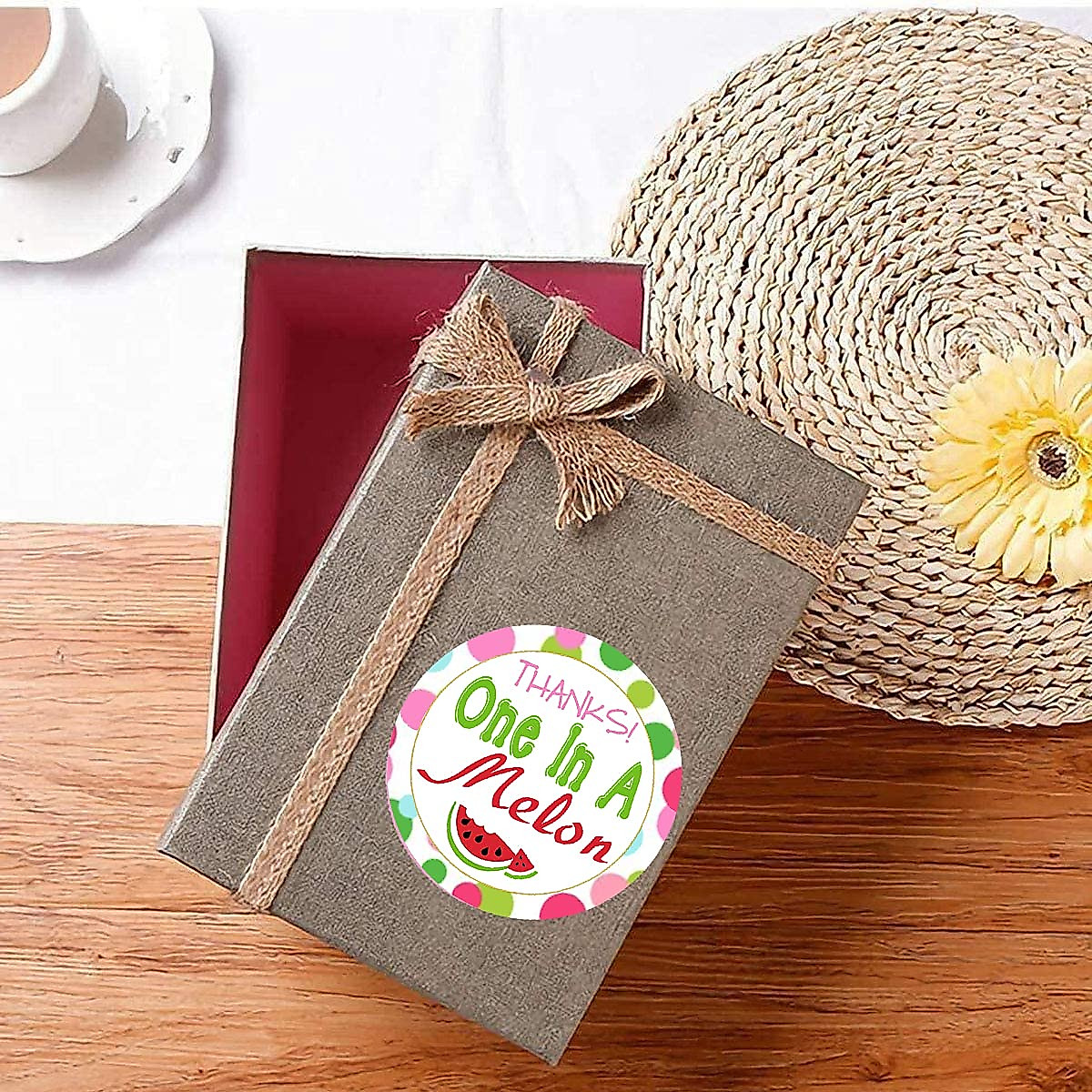 Remarkable One in A Melon Thank You Stickers Labels,2 Inch Watermelon Birthday Party Label Stickers ,Great for Party Favors, Envelope Seals & Goodie (250 Pcs)